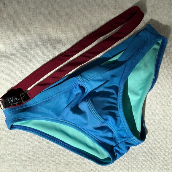 Swim | Wave Blue And Red Strap Speedo | Poshmark